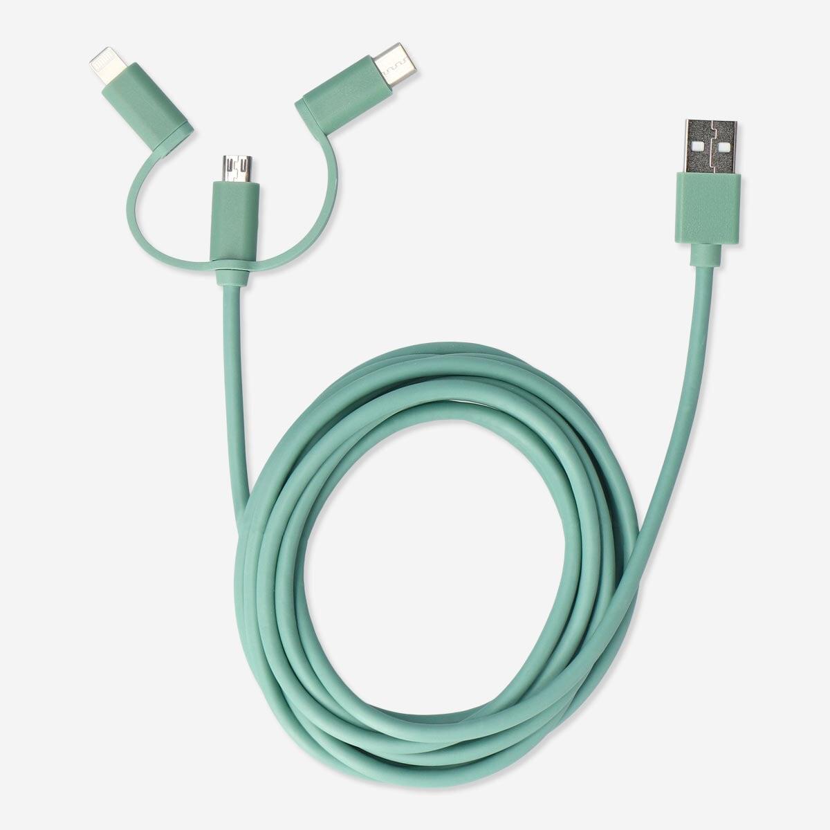 Charging Cable 300Cm 3-In-1 Green – Flying Tiger Copenhagen