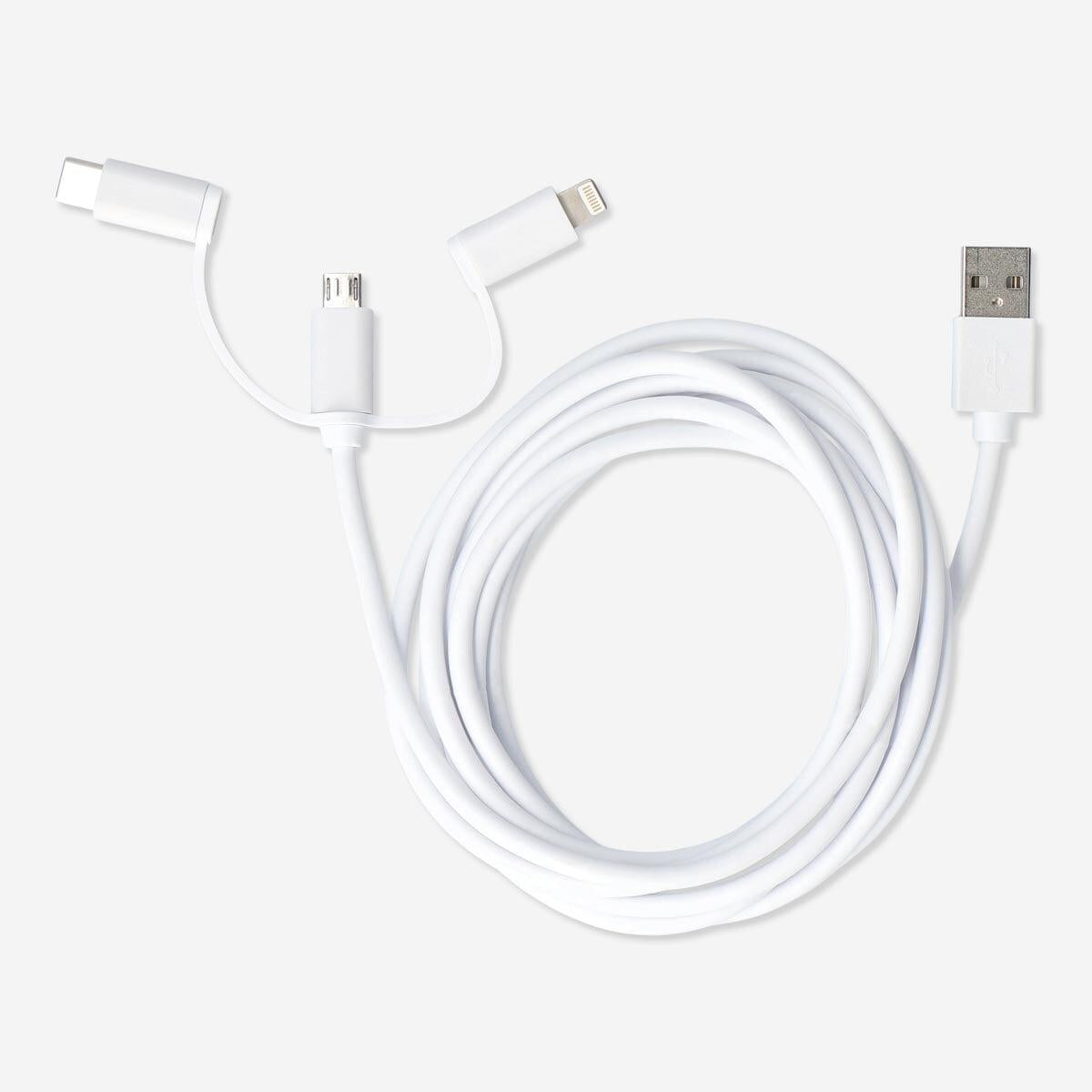 Charging Cable 300Cm 3-In-1 White – Flying Tiger Copenhagen